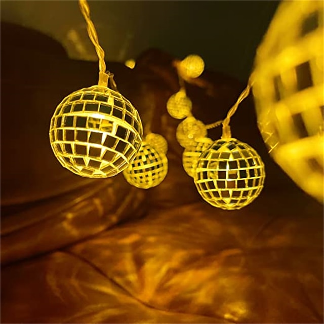 Disco Ball Mirror LED Party Light String Christmas Lanterns for Holiday ...