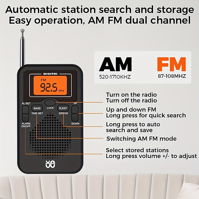 Cappsu AM/FM Portable Radio Personal Radio With Excellent Reception ...