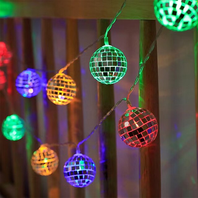 Disco Ball Mirror LED Party Light String Christmas Lanterns for Holiday ...