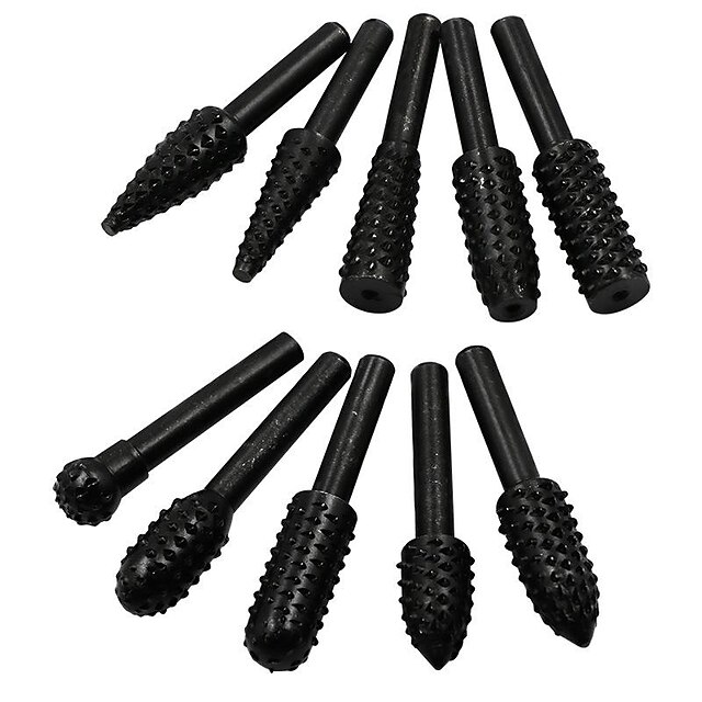 5/10pcs Rotary Burr Rasp Set Carbon Steel Wood Carving File Rasp Drill ...