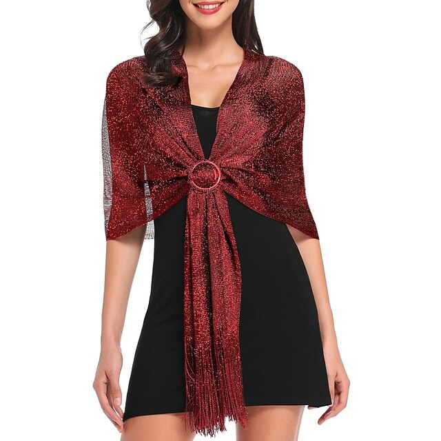 Glamorous Metallic Shawls with Tassel Wedding Guest Wraps and Round ...