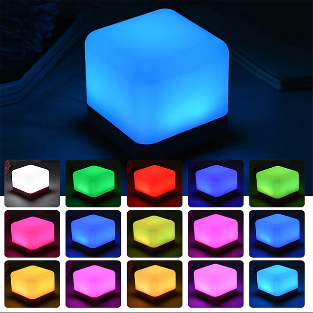 16 Color Switching Luminous Square Light Remote Control USB Charging ...