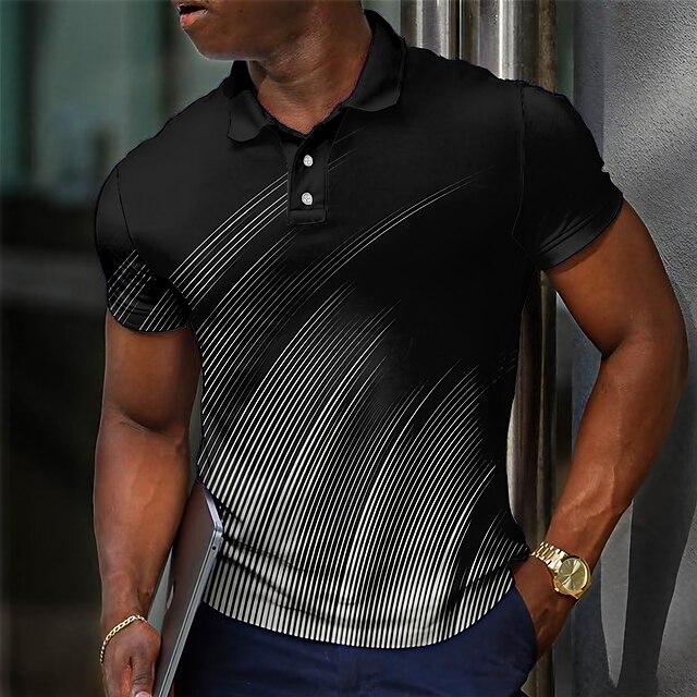 Men's Button Up Polos Lapel Polo Polo Shirt Golf Shirt Graphic Prints ...