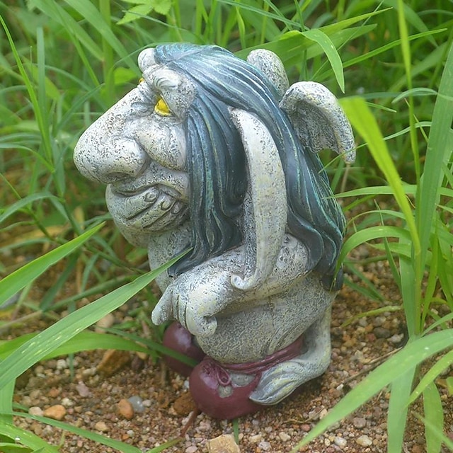 Pondering Sylvester,Ugly Thinking Dwarf Resin Statue Outdoor Courtyard ...