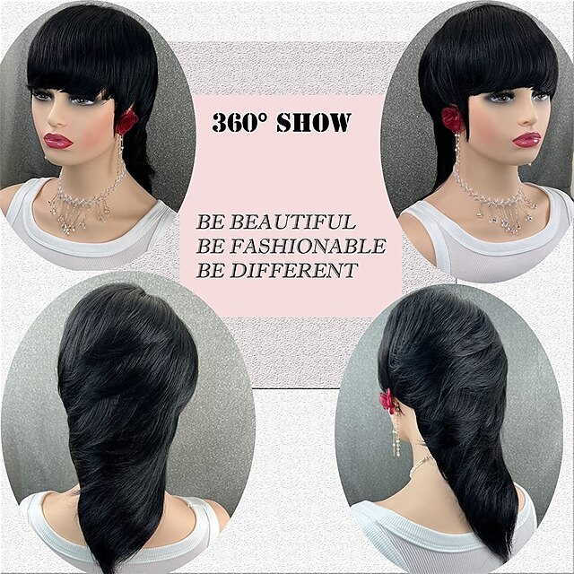 Mullet Wig Pixie Cut Wigs Human Hair for Women Shaggy Layered 70s 80s ...