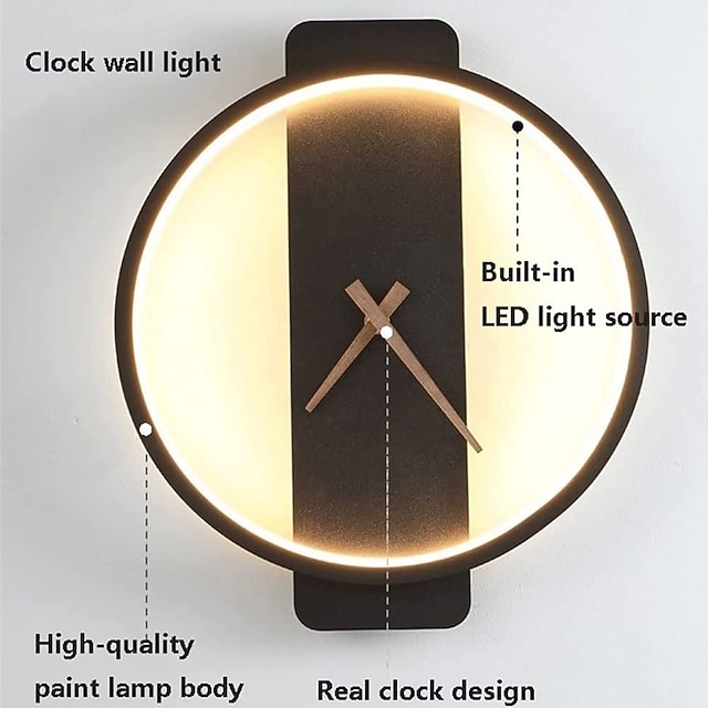 Indoor Wall Lamp with Clock Creative Decorative Wall Lamp 30cm Real ...