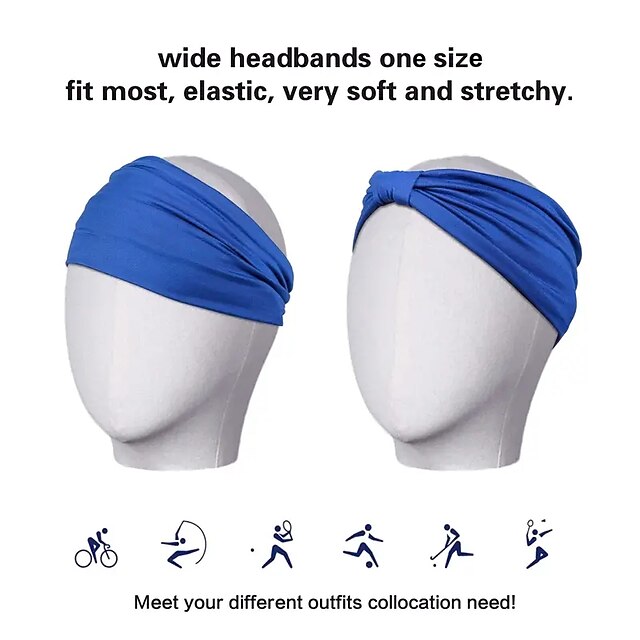 Wide Headbands For Women Non Slip Soft Elastic Hair Bands Yoga Running ...