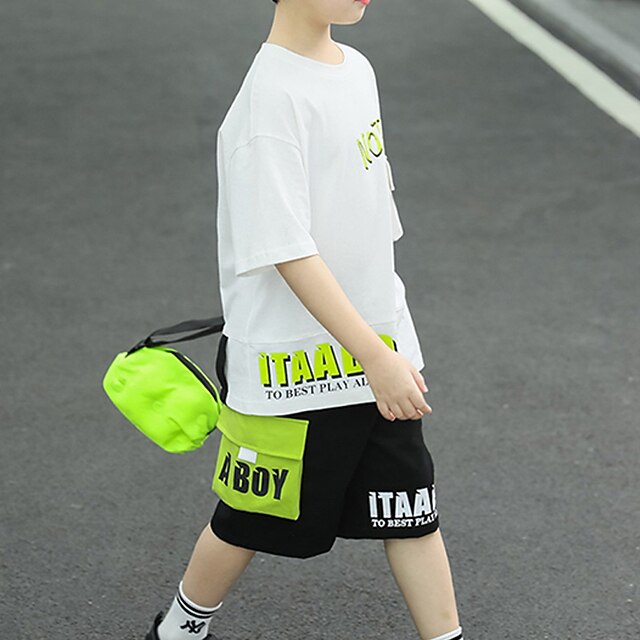 2 Pieces Kids Boys T-shirt & Shorts Clothing Set Outfit Graphic Letter ...