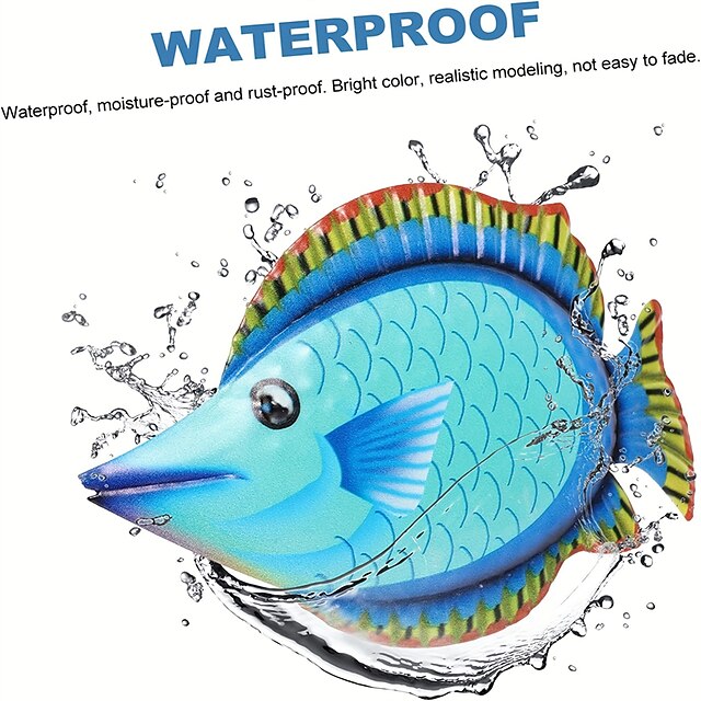 1pc Fish Metal Wall Art Metal Colorful Tropical Fish Decor 3D Outdoor ...