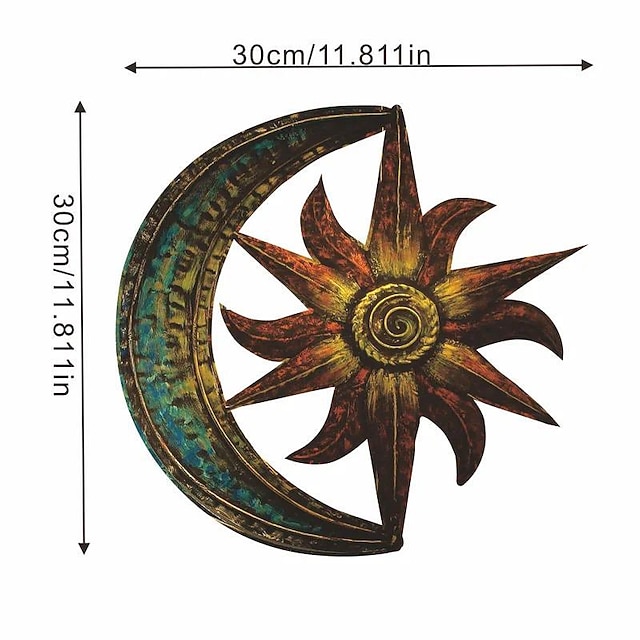 Metal Sun Moon Wall Decor, Flat Sun Wall Decor, Sun And Moon Wall Decor ...