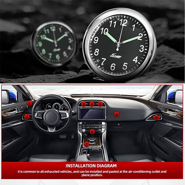 Mini Digital Car Clock, Luminous Stick-On Dashboard Watch, Quartz ...