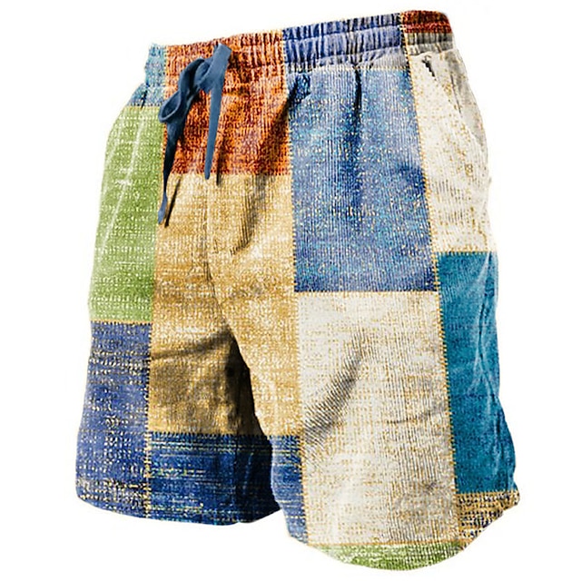 Men's Graphic Color Block Patchwork Shorts Summer Shorts Casual Shorts ...