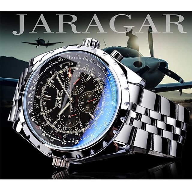 JARAGAR Mechanische Uhr für Herren Aviator Serie Militär wahre Männer Sport Automatik Uhr Luxus ...