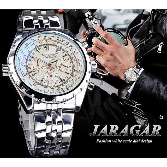 JARAGAR Mechanische Uhr für Herren Aviator Serie Militär wahre Männer Sport Automatik Uhr Luxus ...