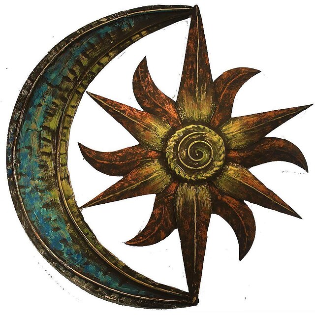 Metal Sun Moon Wall Decor, Flat Sun Wall Decor, Sun And Moon Wall Decor ...