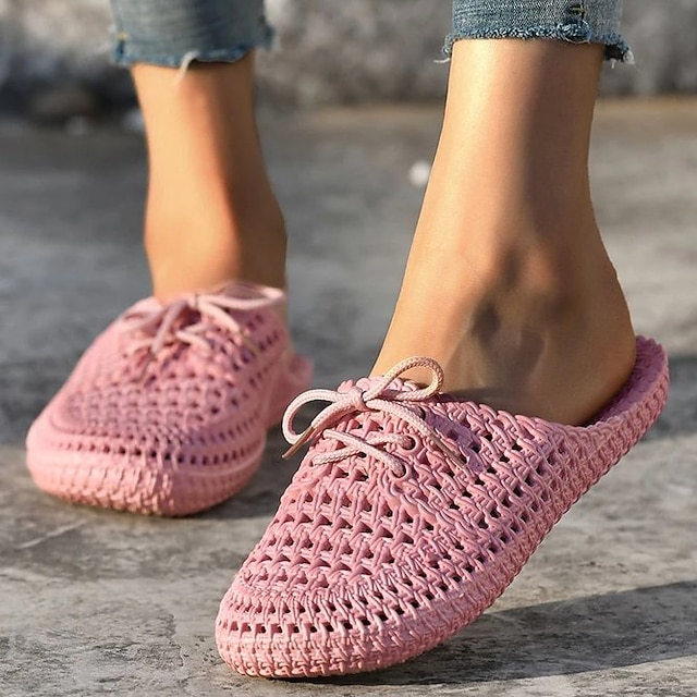 Women's Woven Slip-On Moccasin Shoes – Breathable Lace-Up Flats for ...