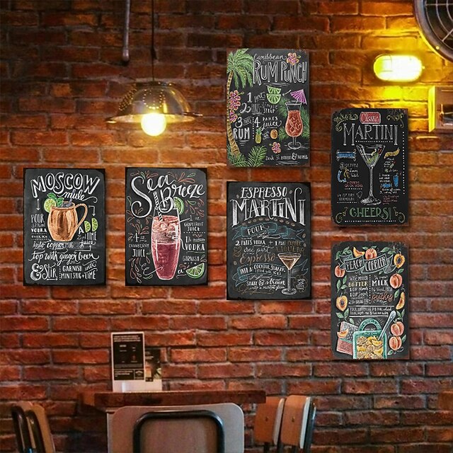 1pc Retro Metal Tin Sign Summer Fruit Drinks Tin Sign Vintage Kitchen ...