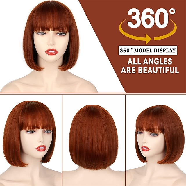 peruca vermelha franja peruca vermelha curta para mulheres peruca ruiva ...