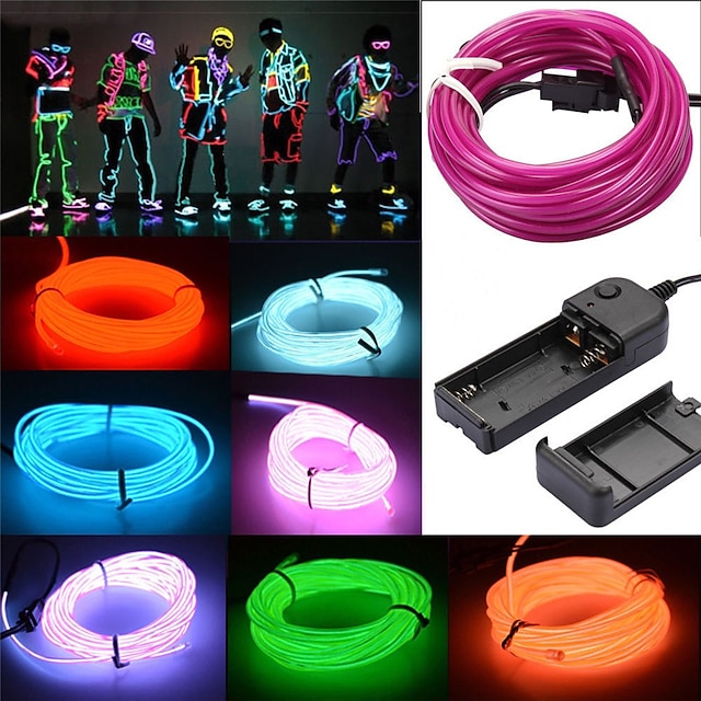 1M/2M/3M/5M LED EL Wire Stage Lights Glow Light Strip Flexible Neon for ...