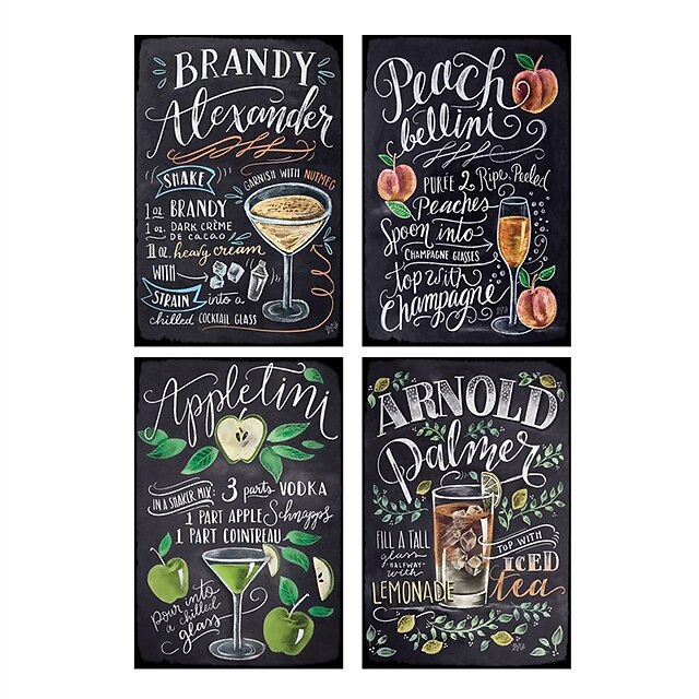 1pc Retro Metal Tin Sign Summer Fruit Drinks Tin Sign Vintage Kitchen ...