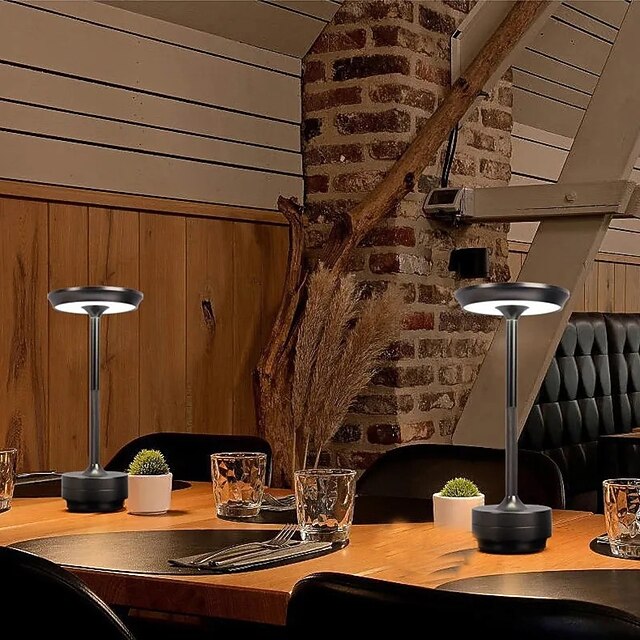 Aluminum Wireless Table Lamp Led Tri-color Touch Dimming Rechargeable ...