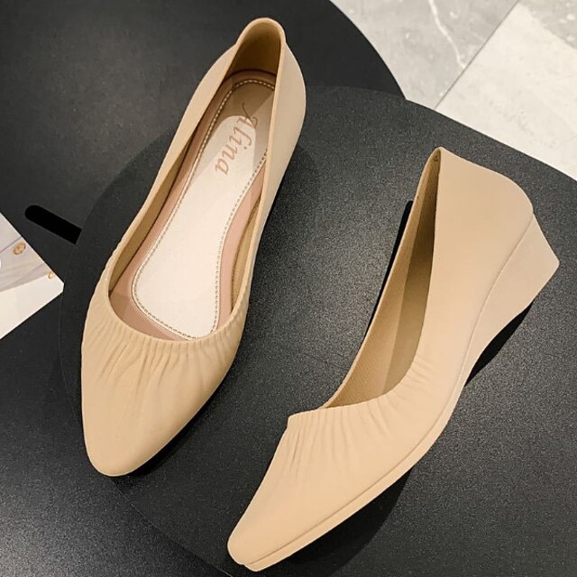 Women's Navy Blue Pointed-Toe Wedge Flats with Elastic Topline ...