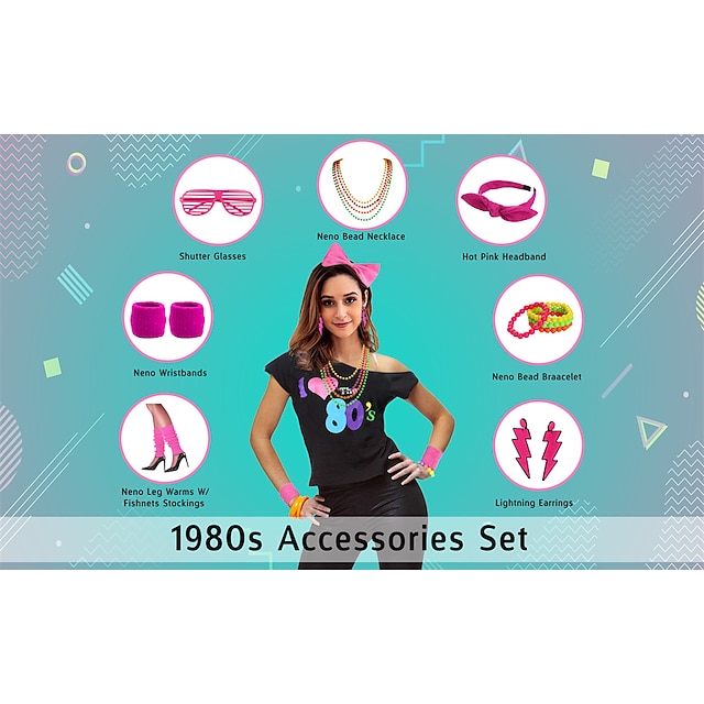 Retro Vintage Disco 1980s Outfits Accessories Off Shoulder T-Shirt I ...