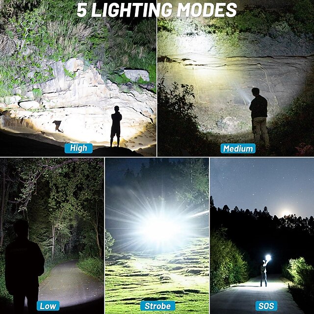 Rechargeable Flash Light Flashlights High Lumens, 200000 Lumens Super ...
