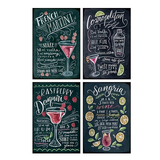 1pc Retro Metal Tin Sign Summer Fruit Drinks Tin Sign Vintage Kitchen ...