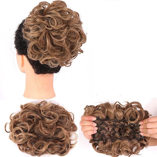 Effortless Messy Bun Look: Natural-Looking Synthetic Hair Extensions ...