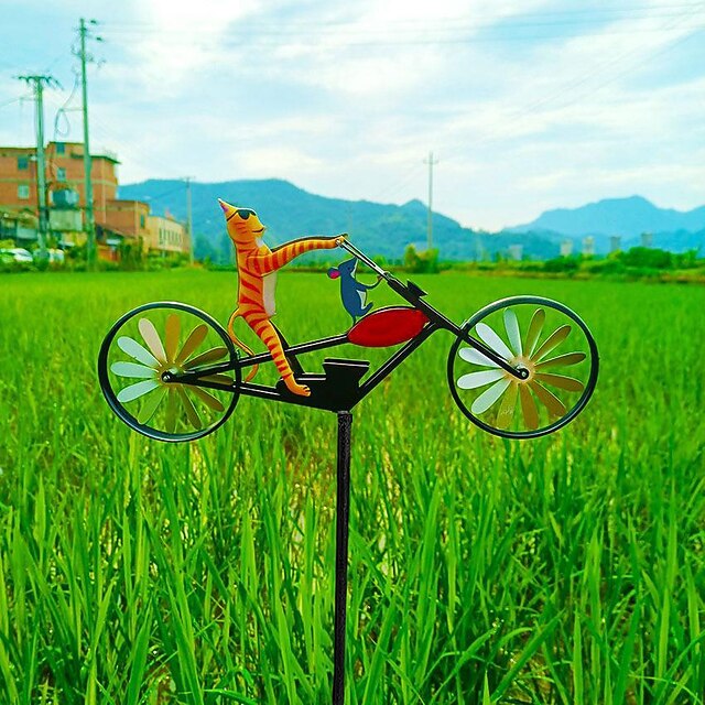 Bicycle Metal Wind Spinner Wrought Iron Metal Garden Decoration ...