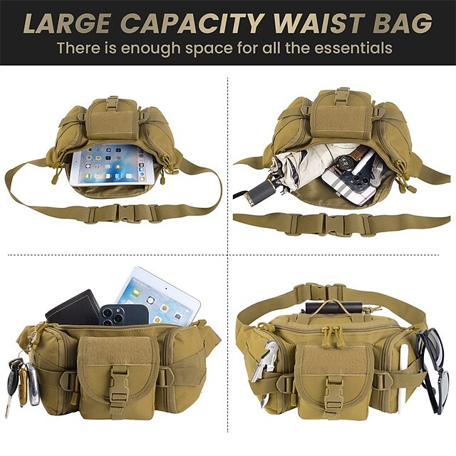 Waterproof Nylon Men Fanny Pack Tactical Military Army Waist Bag Hiking ...