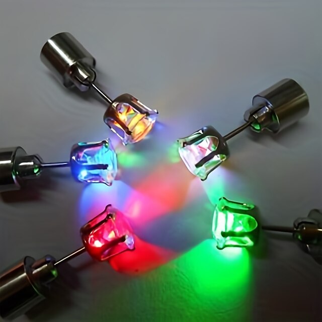 2PCS LED Earring Light Up Crown Glowing Crystal Stainless Ear Drop Ear ...