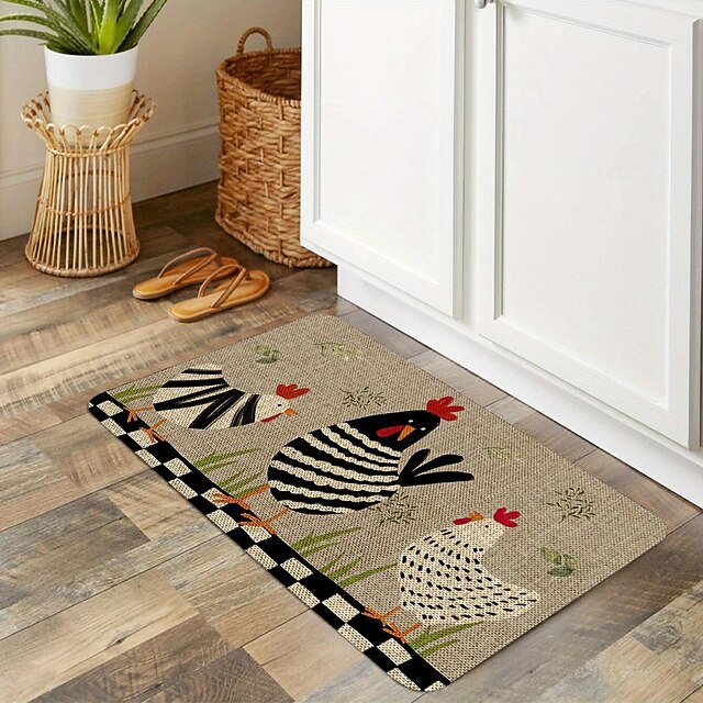 Rustic Chicken Kitchen Mat Non-Slip Rug Indoor Outdoor Mat Bedroom ...