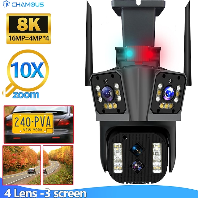 16MP 8K WiFi IP Camera 10X Zoom 4K Outdoor Security Camera Surveillance ...