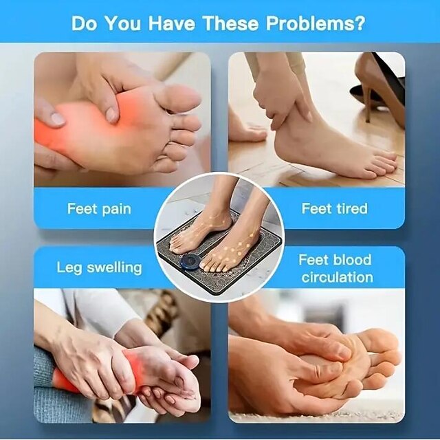 Electric EMS Foot Massager, Pad Remote Controlable & Rechargeable Pain ...