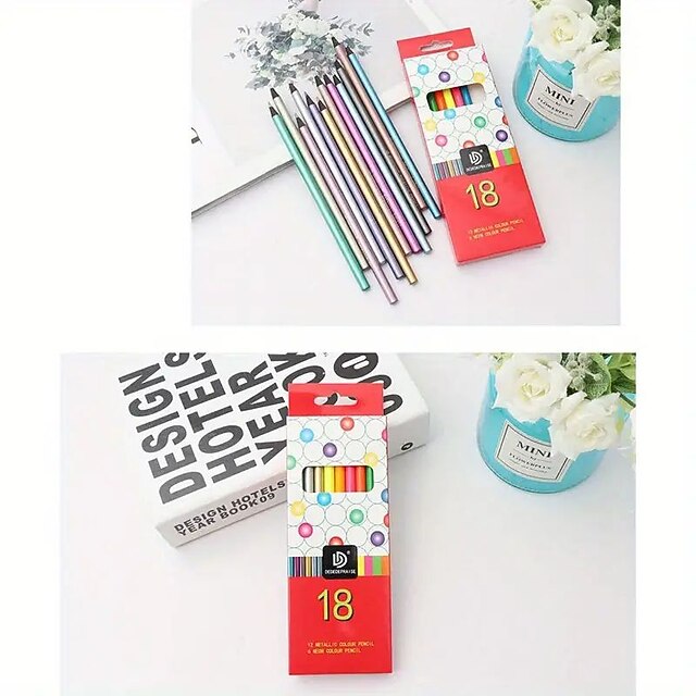 18 Colors Metallic Pencils Colored Pencils Drawing Colored Pencils Art ...