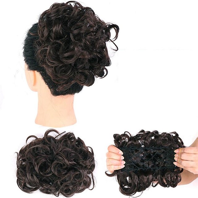 Effortless Messy Bun Look: Natural-Looking Synthetic Hair Extensions ...