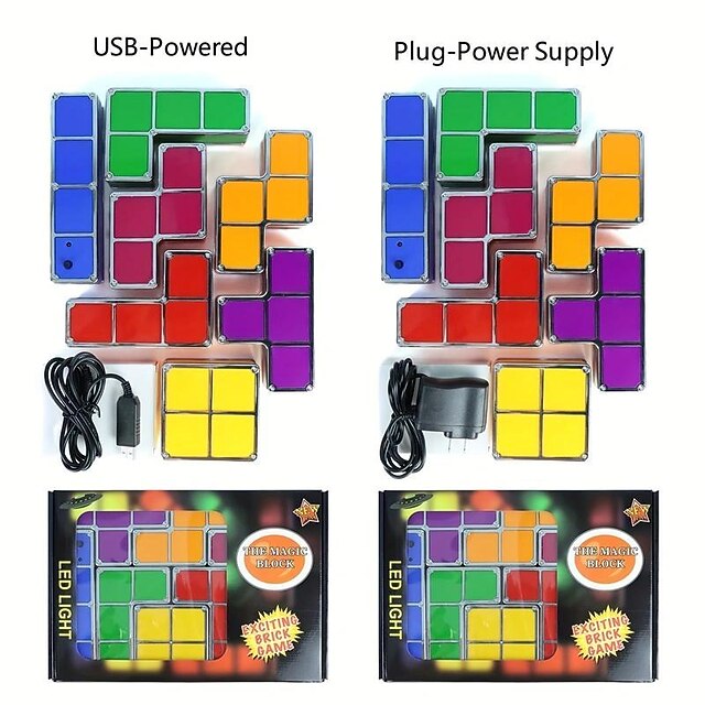 Night Light For Kids Stackable LED 7 Colors 3D Puzzles Night Light ...
