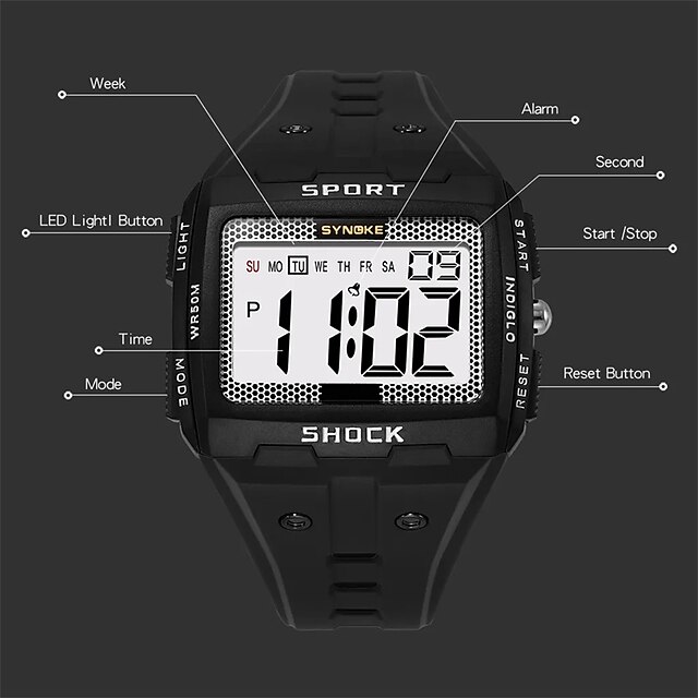 Big Numbers Oversized Digital Watch Easy to Read 5ATM Water Resistant ...