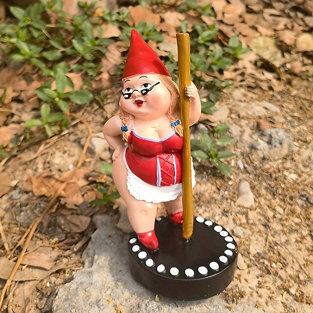 Dancing Gnome Statue, Resin Garden Gnome Statues, Funny Outdoor Gnome ...