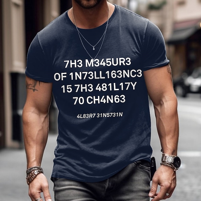 Men's Graphic T-Shirt with Albert Leetspeak Quote: "The Measure of ...
