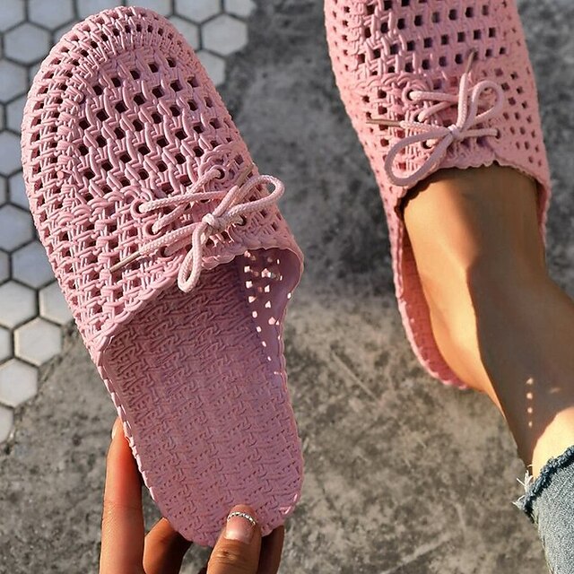 Women's Woven Slip-On Moccasin Shoes – Breathable Lace-Up Flats for ...