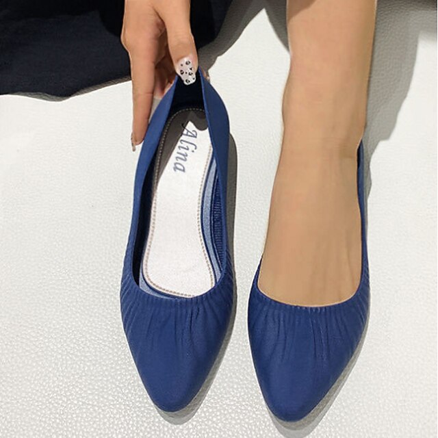 Women's Navy Blue Pointed-Toe Wedge Flats with Elastic Topline ...