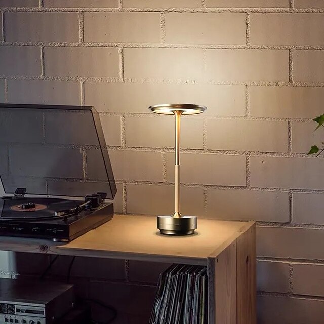 Aluminum Wireless Table Lamp Led Tri-color Touch Dimming Rechargeable ...