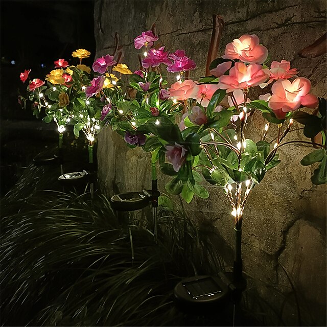 LED Solar Flower Lights Rhododendron Outdoor Simulated Flower Lamp LED ...