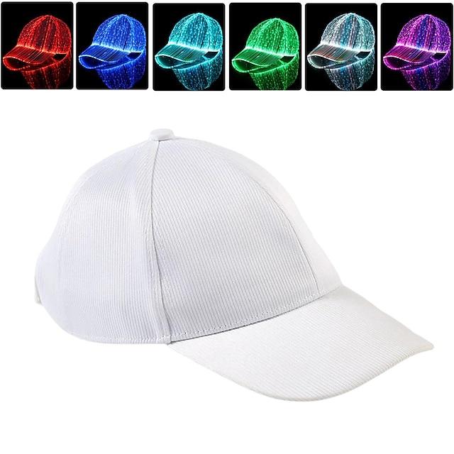 LED Fiber Optic Cap with 7 Colors, USB Rechargeable Glowing Baseball ...