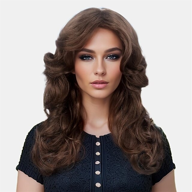 70s Brown Highlight Disco Wig Farrah Fawcett Wigs for Women Lady ...
