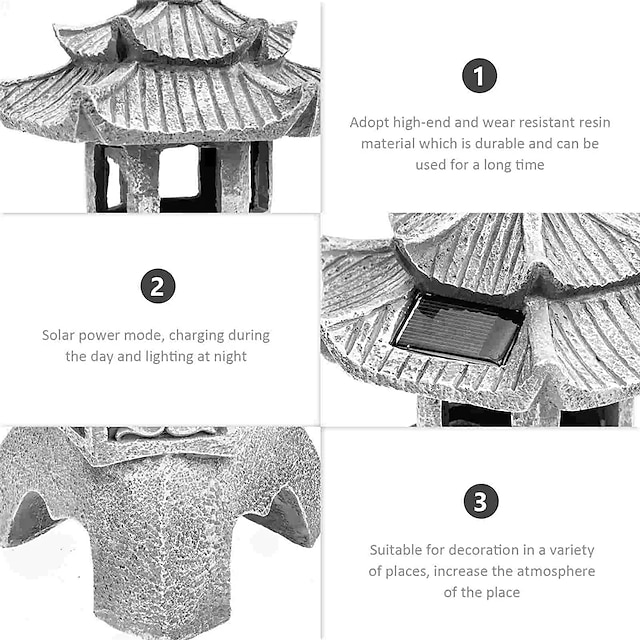 Zen Garden Ornaments - Solar Powered Pathway Tower Statue, Palace ...