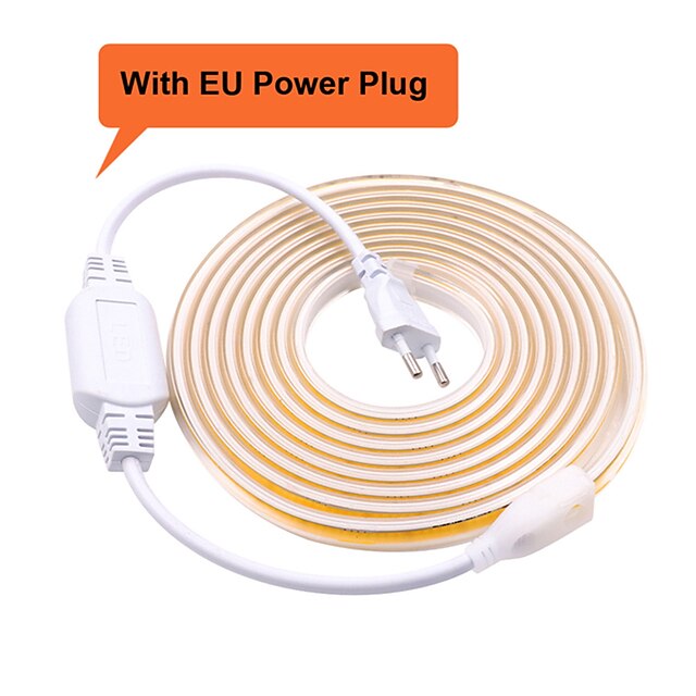 220V COB Led Strip Light With Power Plug 288LED/M Super Bright ...